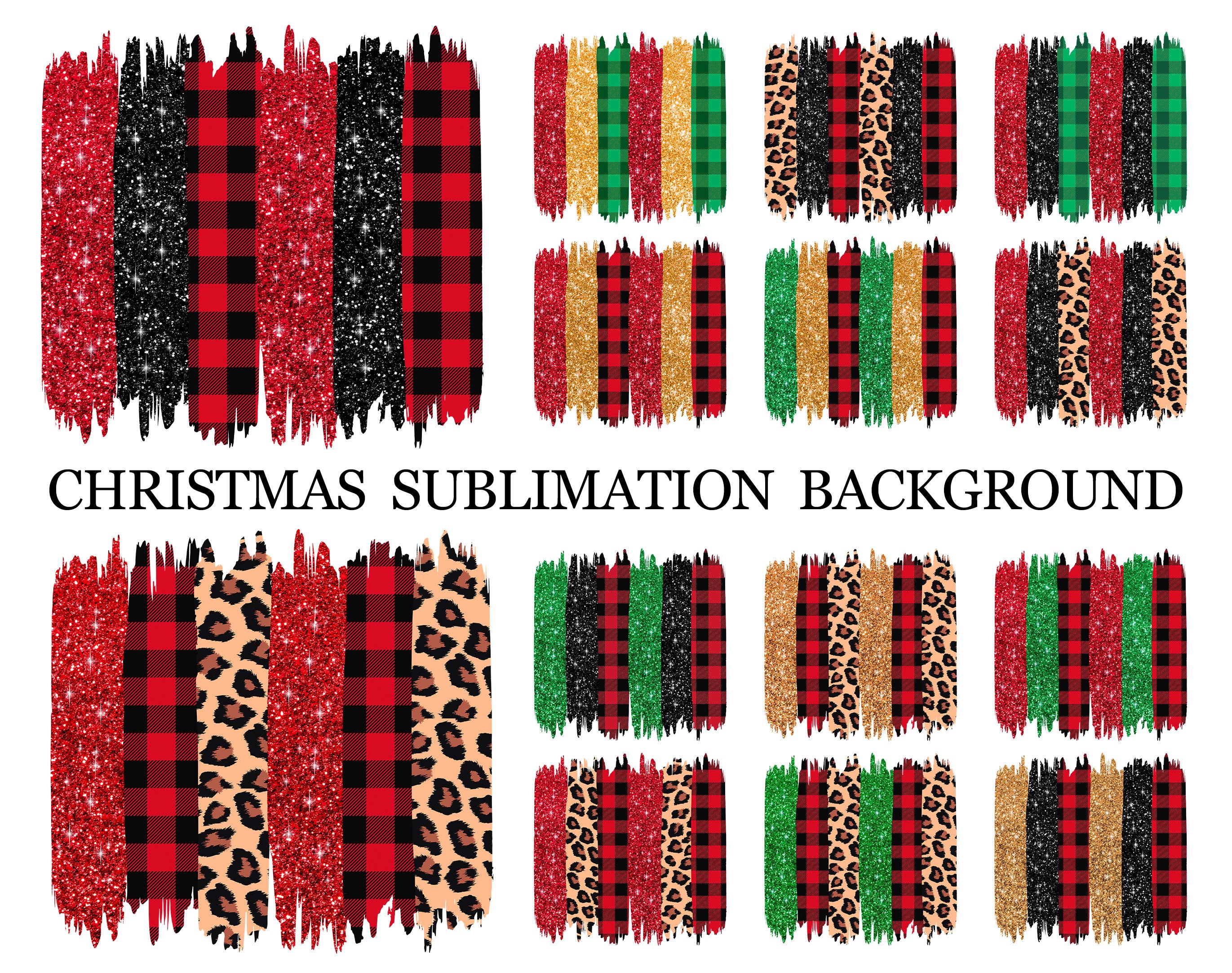 Christmas Brush Strokes Bundle PNG, Christmas Sublimation Brushstroke ...