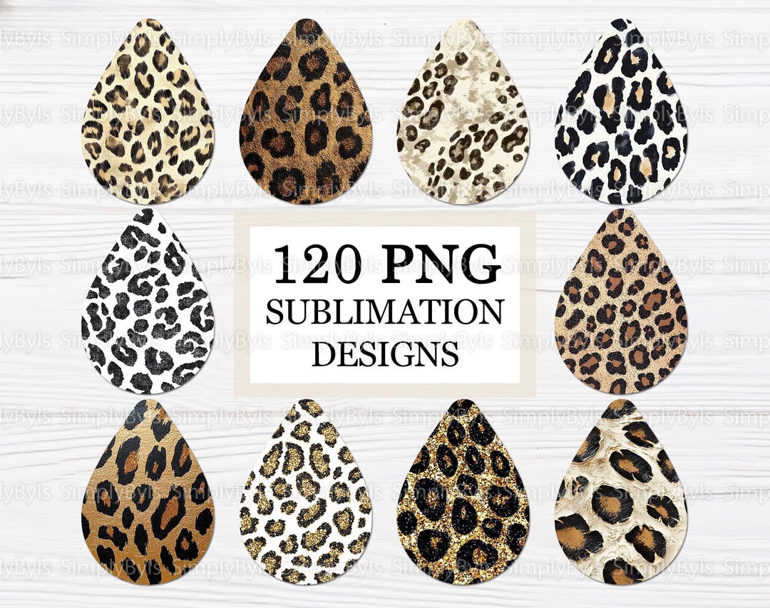 Leopard Earring Png Bundle, Cheetah Earrings Teardrop Png, Earring ...