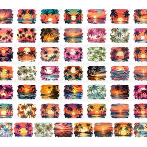 Retro Beach Sunset Sublimation Designs, Summer Background Png, Ocean ...