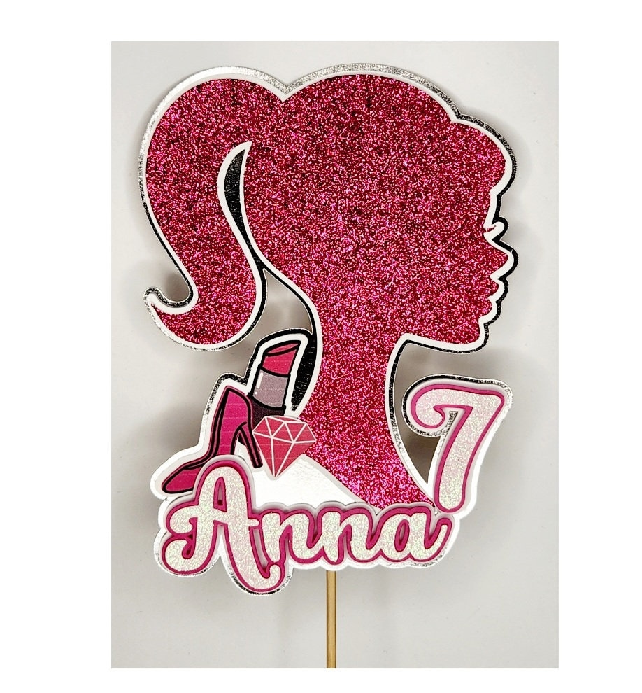 Girly Cake Topper Pink Doll Topper Makeup Birthday Decoration High ...