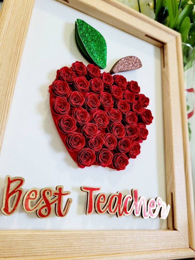 Personalized Teacher Gift, Red Apple Rose Canvas Art - Etsy