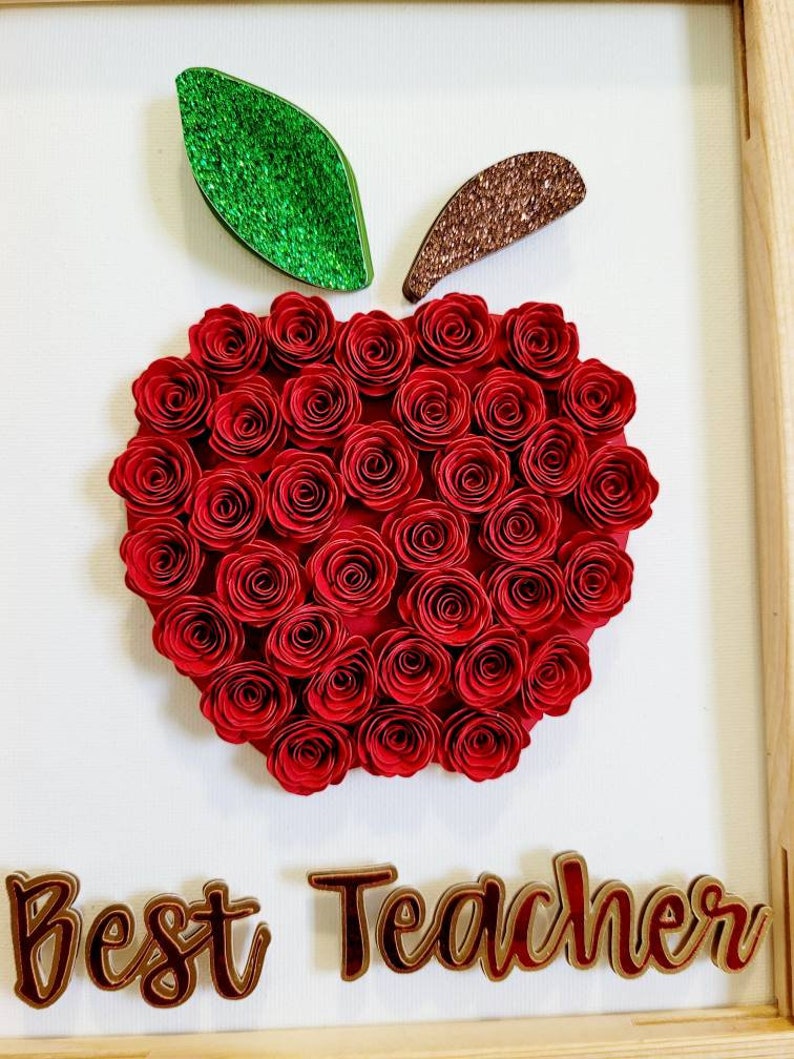 Personalized Teacher Gift, Red Apple Rose Canvas Art - Etsy