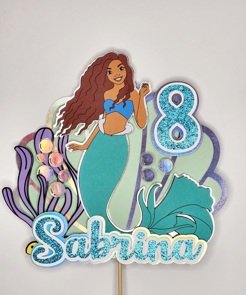 Mermaid Cake Topper Ariel Inspired Cake Topper Under the Sea - Etsy