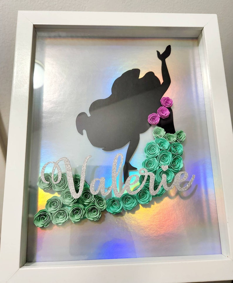 Little Mermaid Shadow Box Ariel Silhouette Floral Shadow Box Little ...