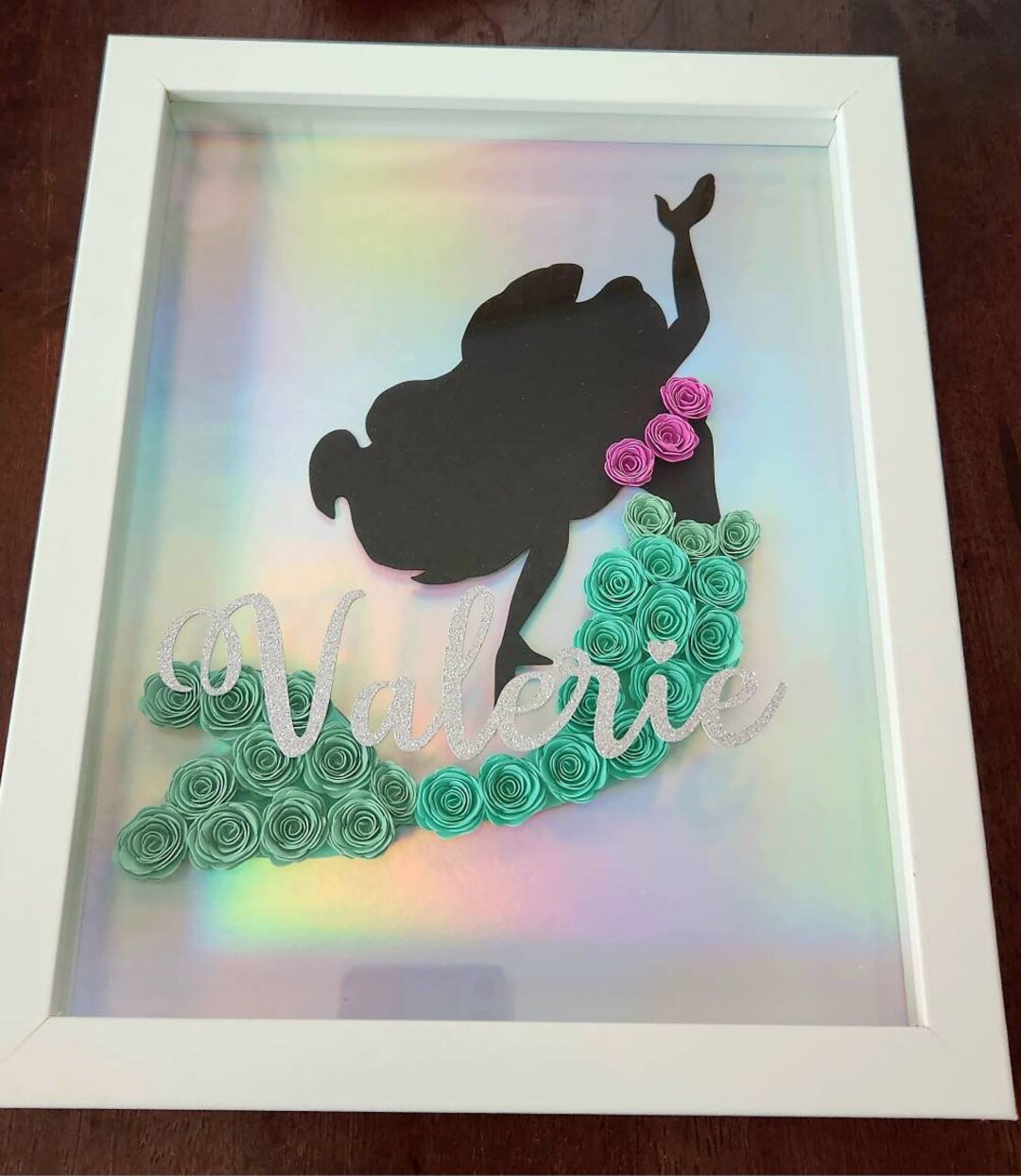 Little Mermaid Shadow Box Ariel Silhouette Floral Shadow Box Little ...