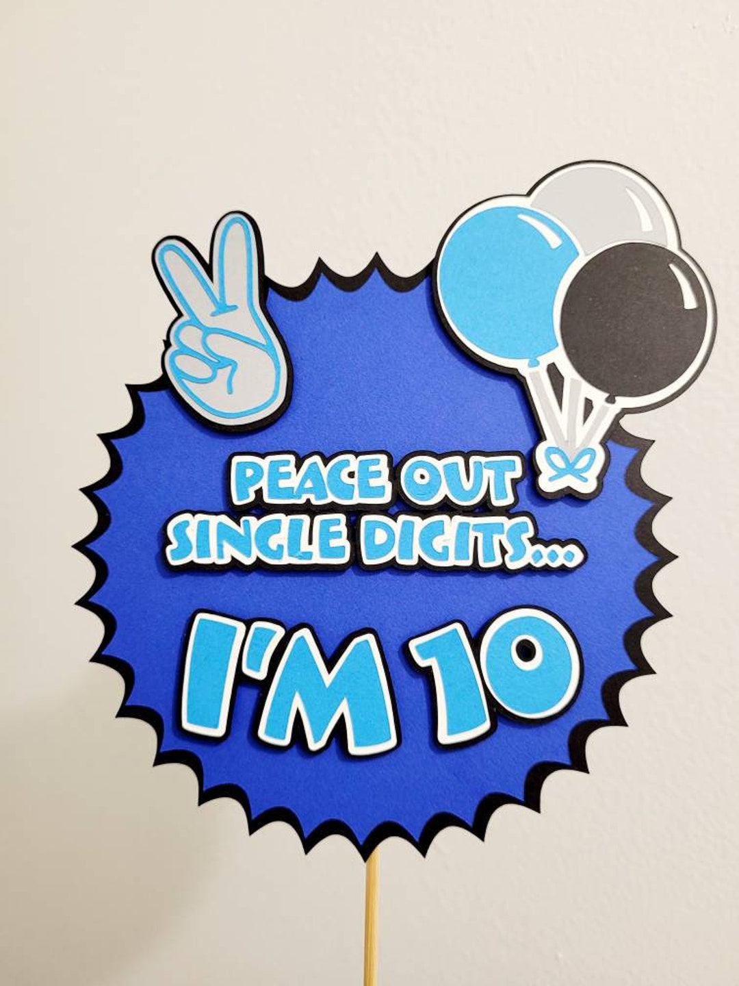 Double Digits Cake Topper Milestone Topper Birthday Cake Topper Boy or ...