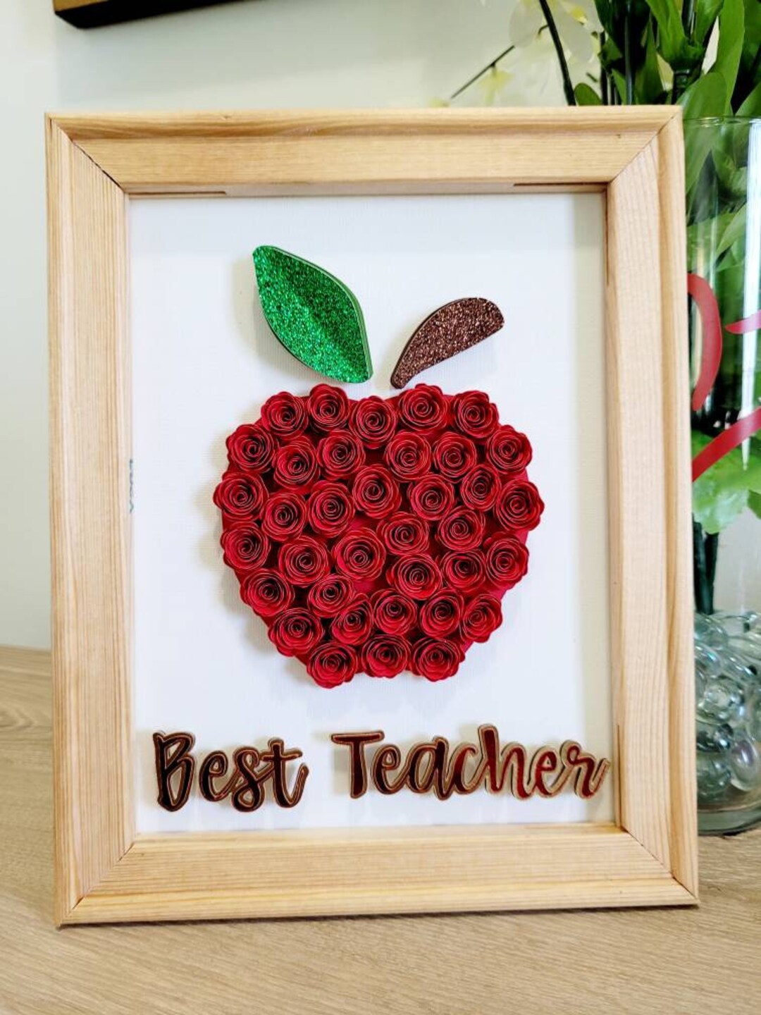 Personalized Teacher Gift, Red Apple Rose Canvas Art - Etsy