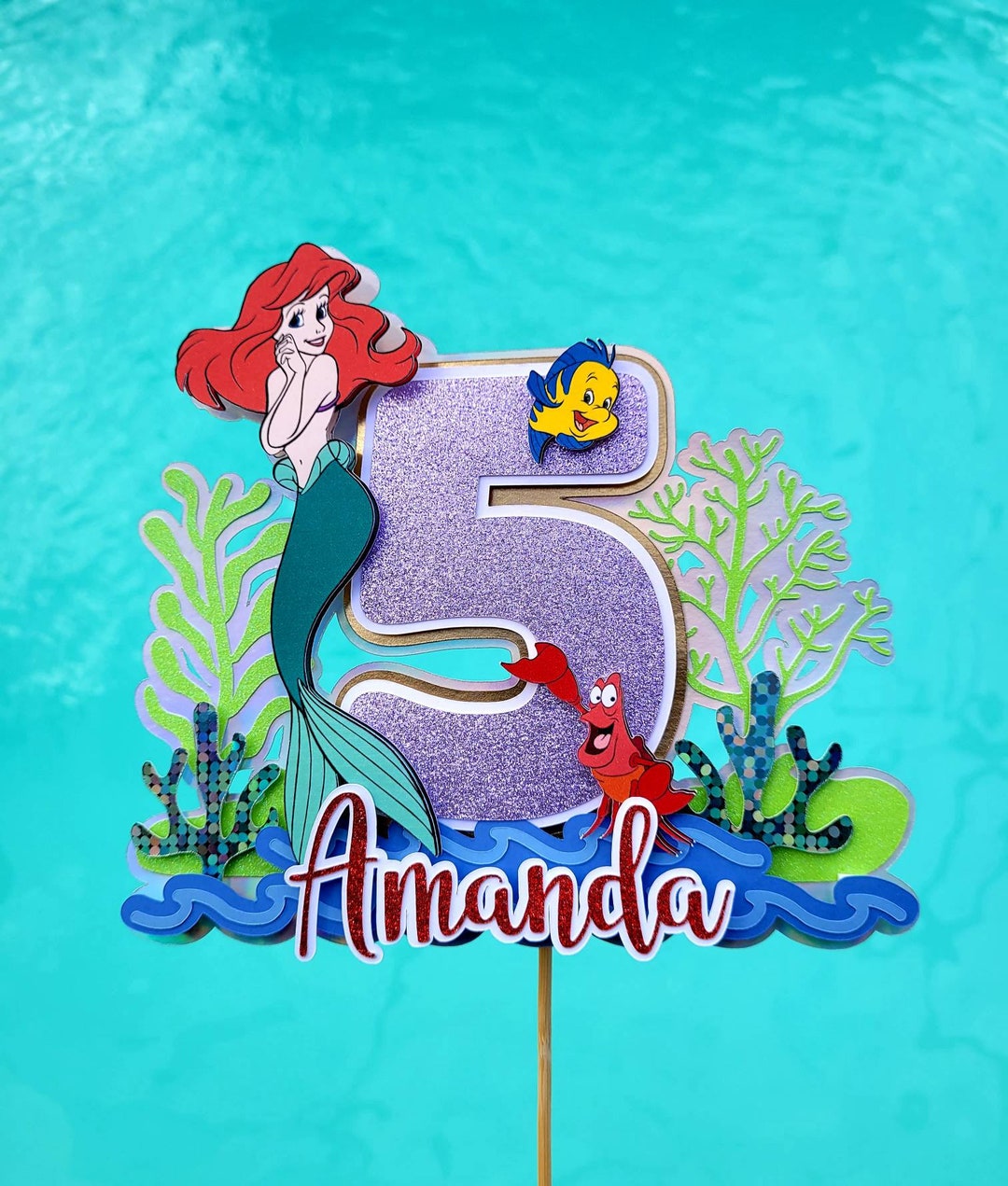 Little Mermaid Cake Topper Ariel Inspired Cake Disney Cake Topper Under ...