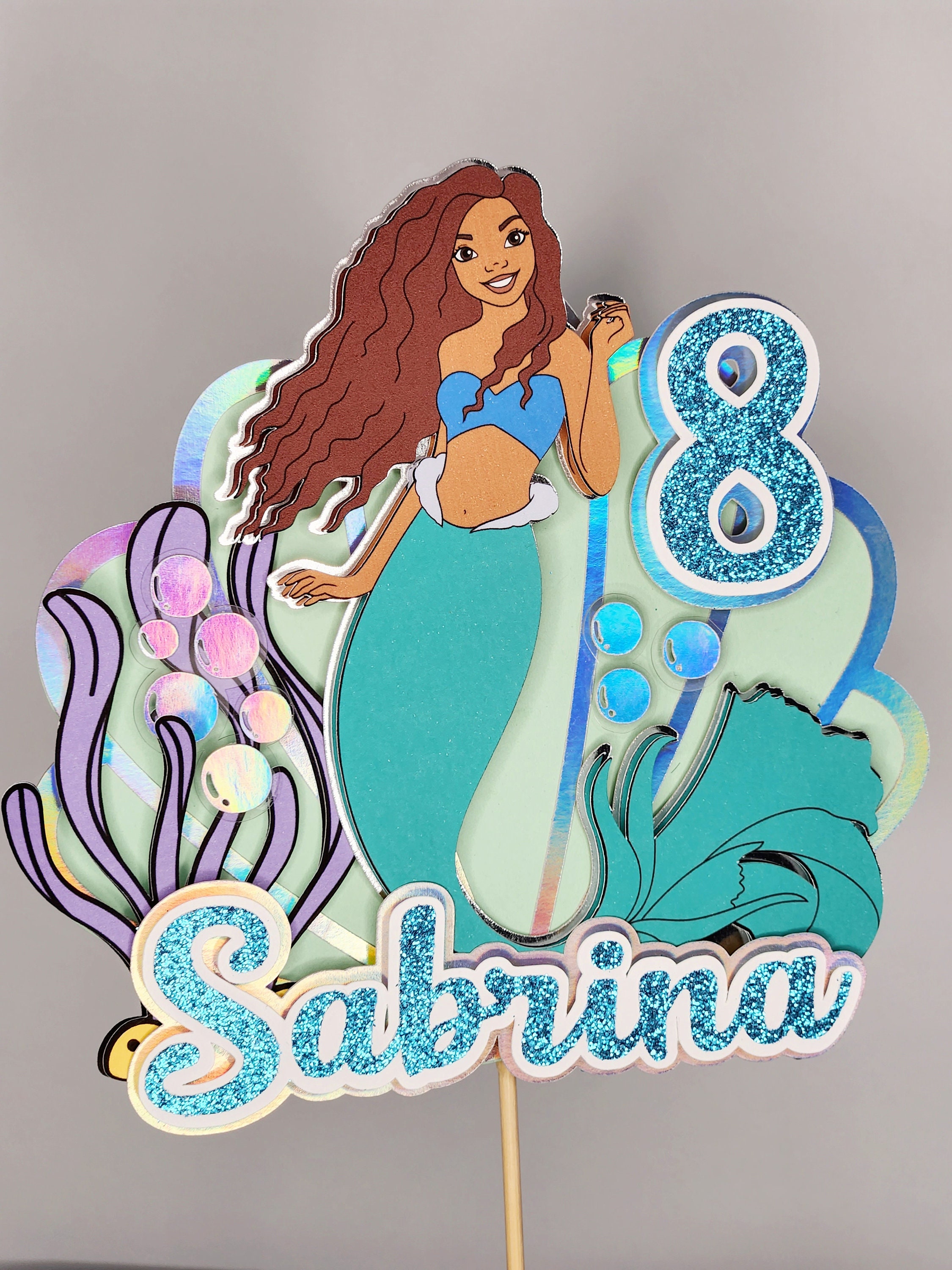 Mermaid Cake Topper Ariel Inspired Cake Topper Under the Sea - Etsy