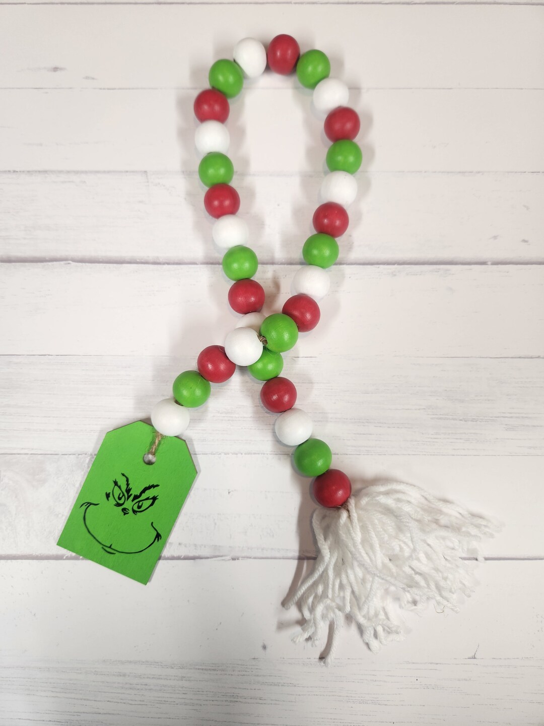 Grinch Themed Beaded Garland | Photo Prop | Christmas Decor | Grinch ...