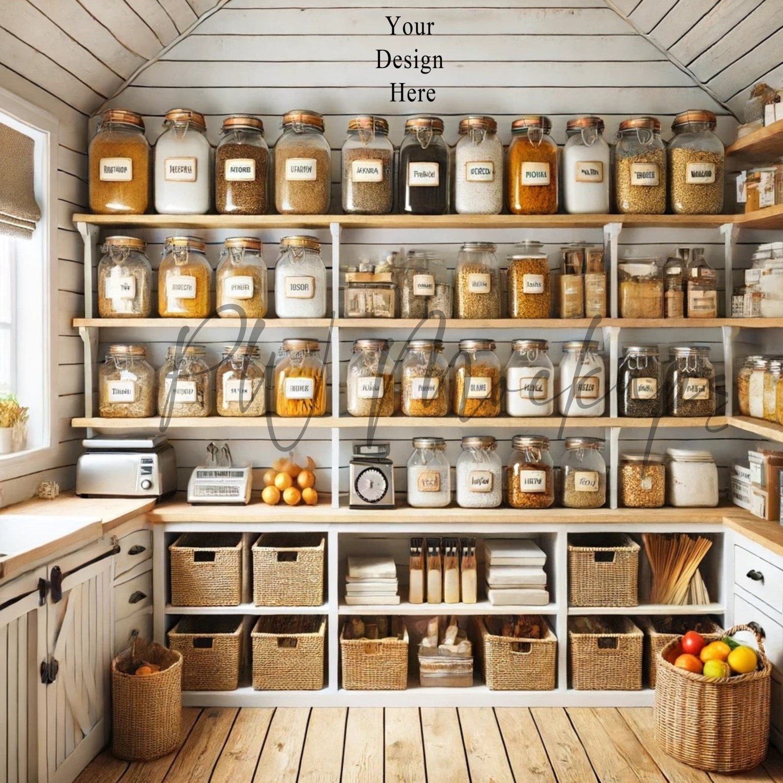 Pantry Blank Wall Mockup, Empty Wall Mockup, Farmhouse Pantry Mockups ...