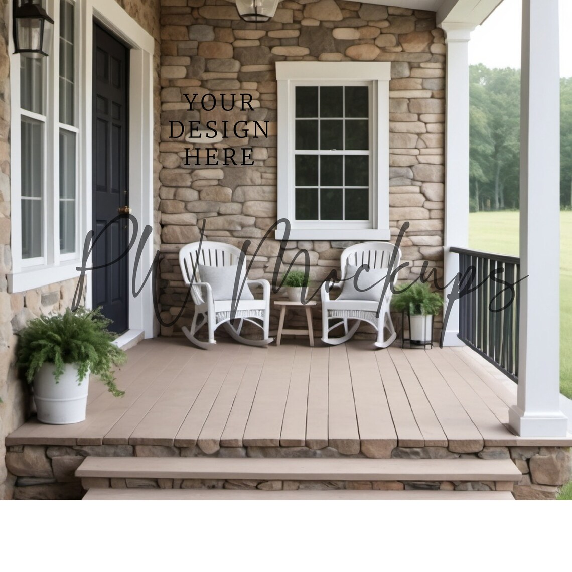 Country Porch Blank Wall Mockup, Empty Wall Mockup, Ourdoor Porch ...