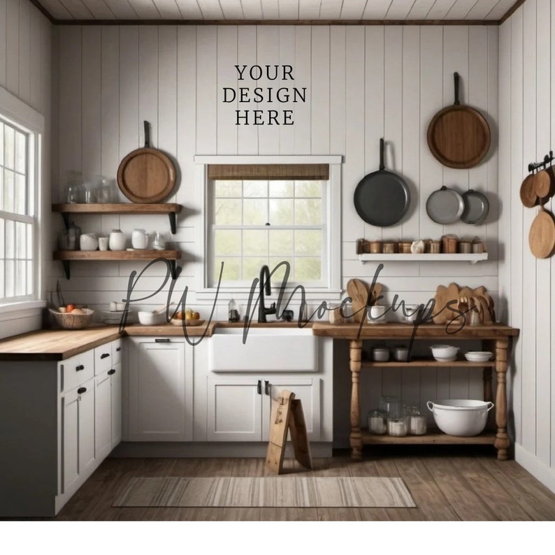 Kitchen Blank Wall Mockup, Empty Wall Mockup, Interior Kitchen Mockups ...