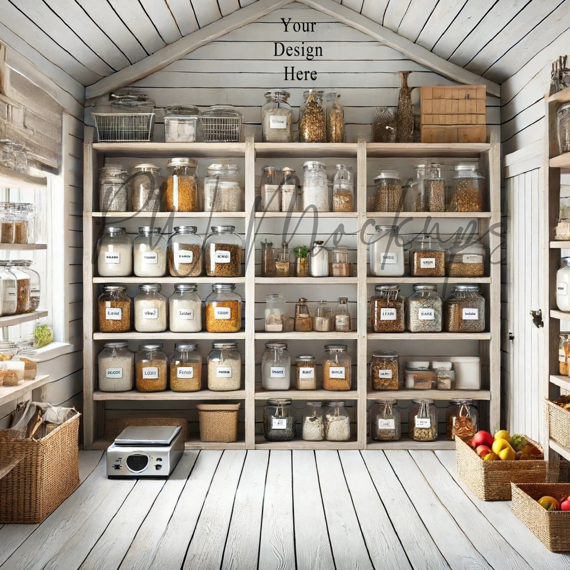 Pantry Blank Wall Mockup, Empty Wall Mockup, Farmhouse Pantry Mockups ...