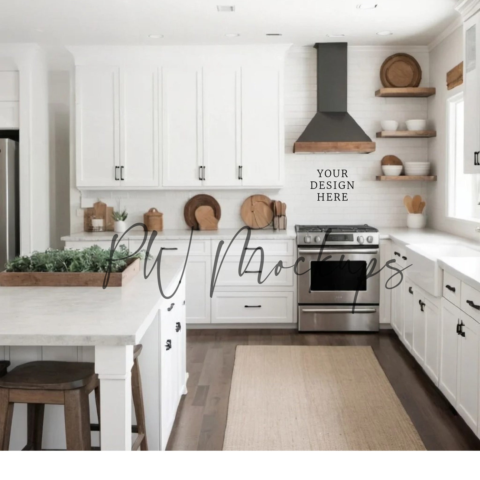 Kitchen Blank Wall Mockup, Empty Wall Mockup, Interior Kitchen Mockups ...