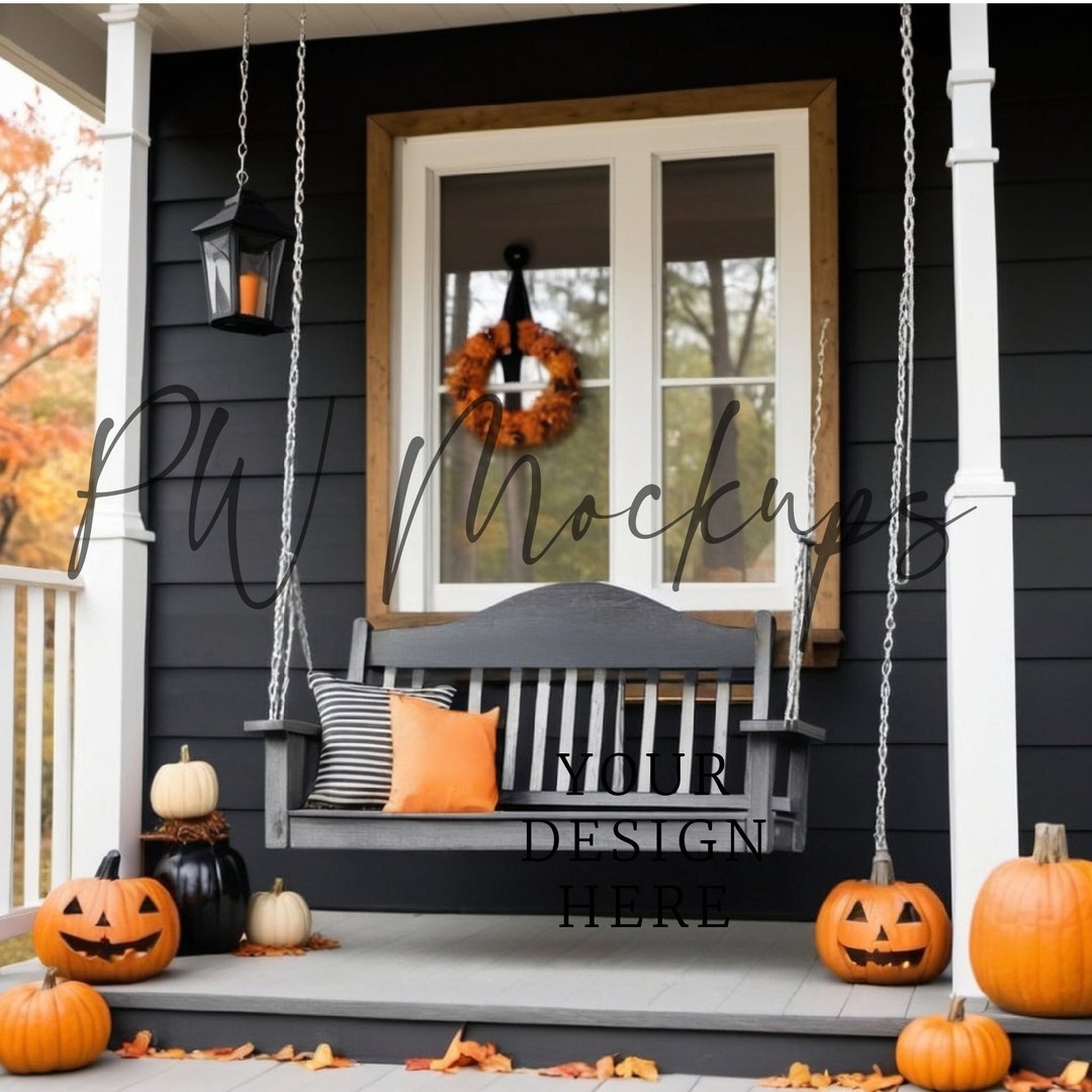 Fall Porch Mockup, Halloween Porch Mockup, Exterior Patio Mockup ...