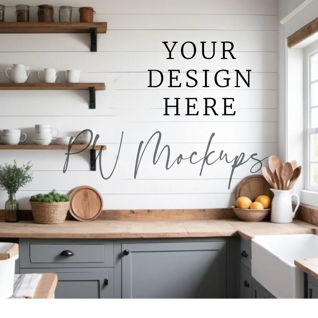 Kitchen Blank Wall Mockup, Empty Wall Mockup, Interior Kitchen Mockups ...