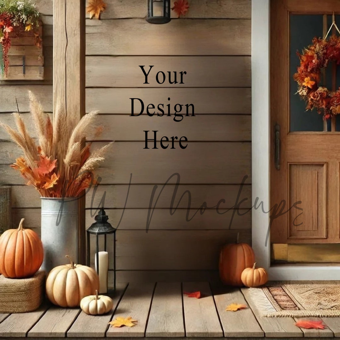 Fall Porch Mockup, Halloween Porch Mockup, Exterior Patio Mockup ...