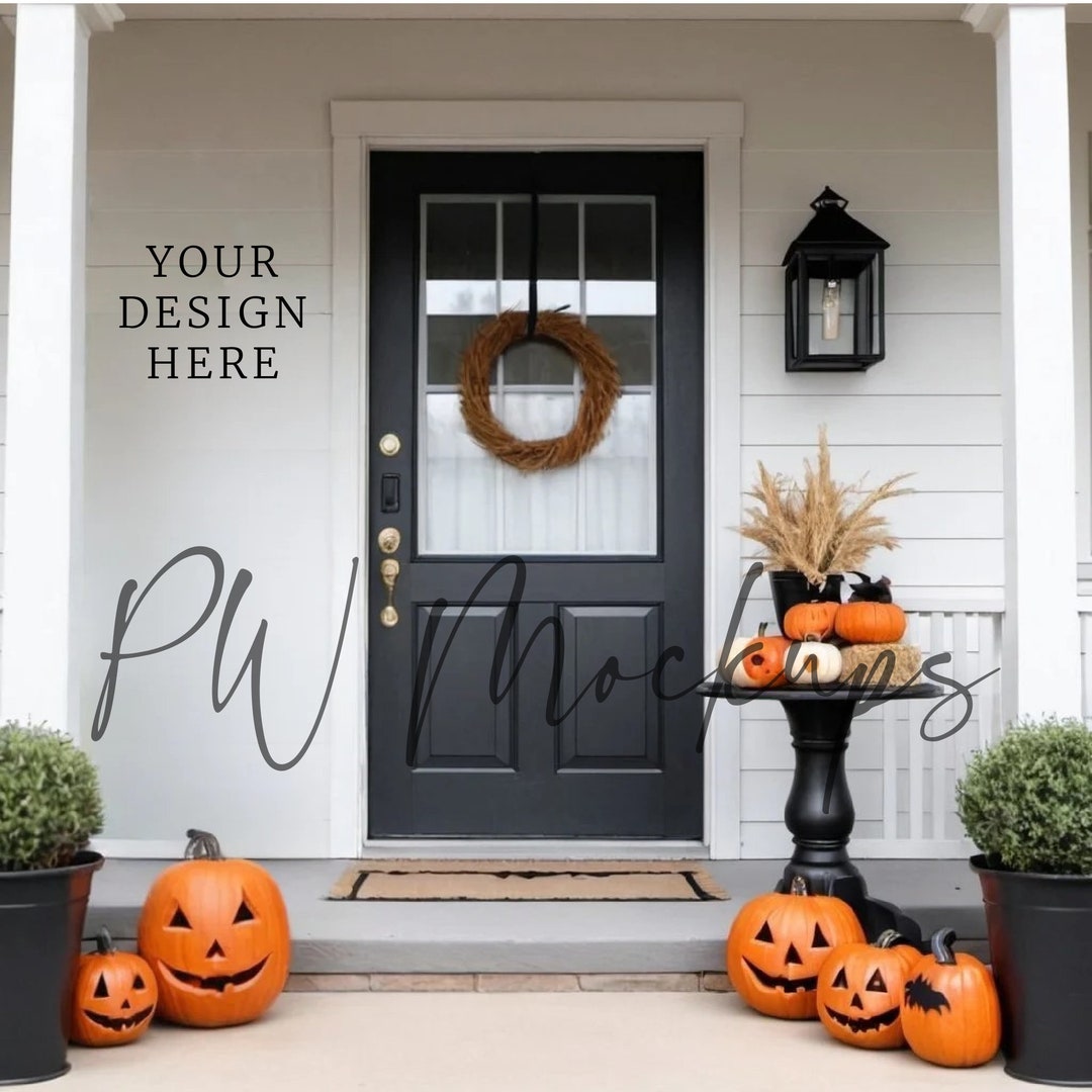 Fall Porch Mockup, Halloween Porch Mockup, Exterior Patio Mockup ...