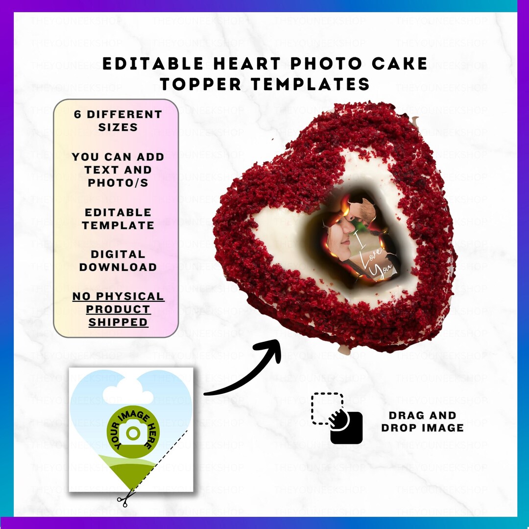 Editable Burn Away Heart Cake Template Customizable Design in Canva ...