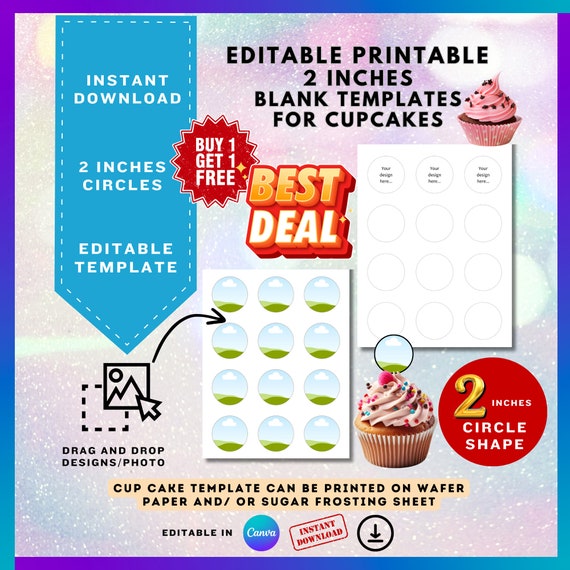 2 Inch Cupcake Topper Template Friends TV Party Cupcake Toppers