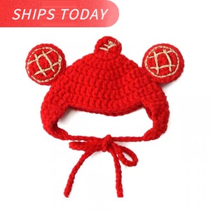 2023 Knitted Cat Dog New Year Hat Chinese Style Wealth God Headdress ...