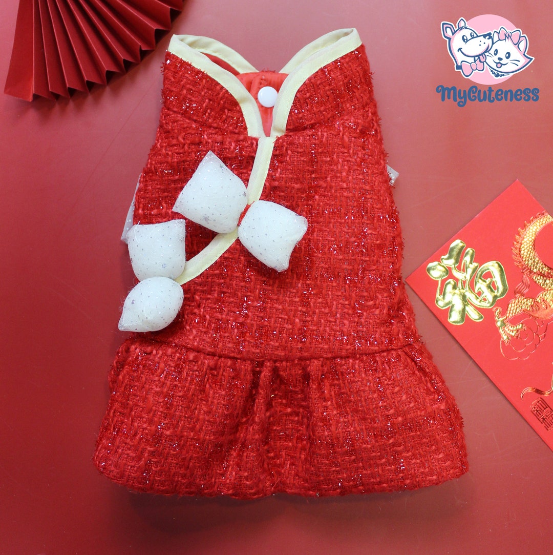 Floral Print Lion Dance Tang Costume Warm Decorative Dog Tang Coat ...