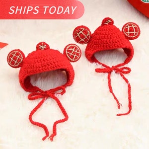 2023 Knitted Cat Dog New Year Hat Chinese Style Wealth God Headdress ...