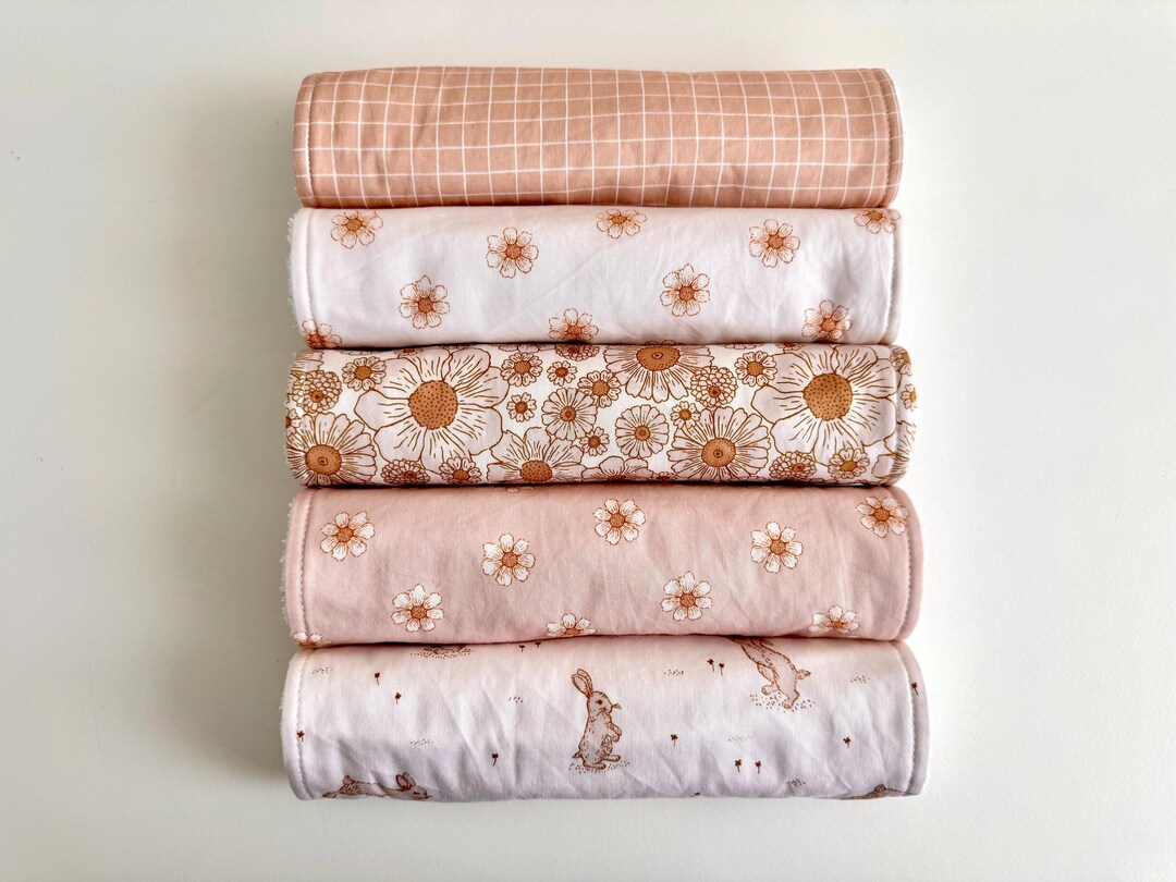 Beige Daisy Burp Cloth Set | Individual Burp Cloths | Baby Burp Cloths ...