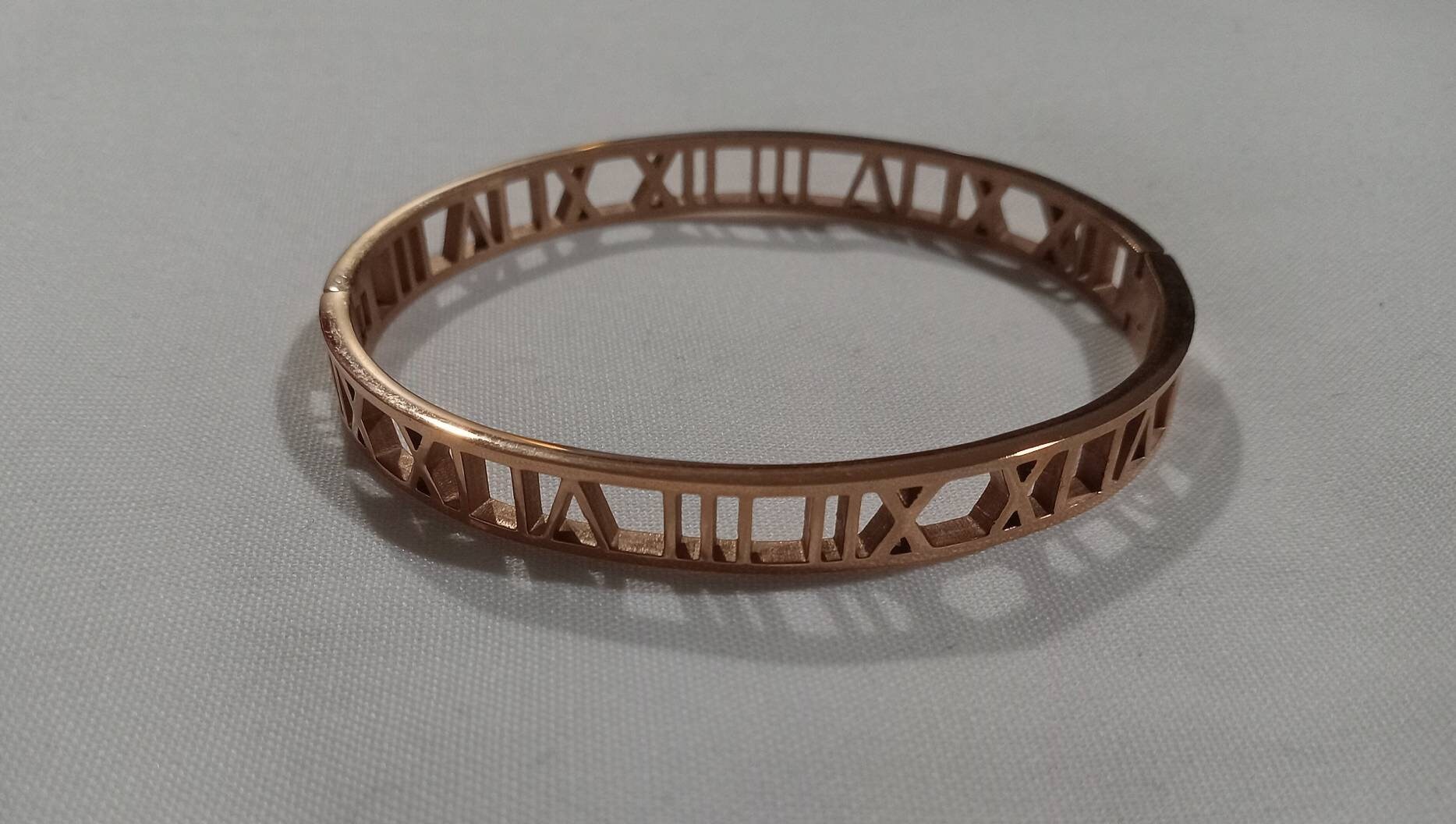 The Alek Rose Gold Roman Numerals Cut-out Bracelet. by Kys ...