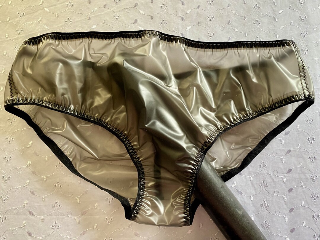Sissy Black Pouch Double Layered Semi Opaque Pvc Panties Knickers ...