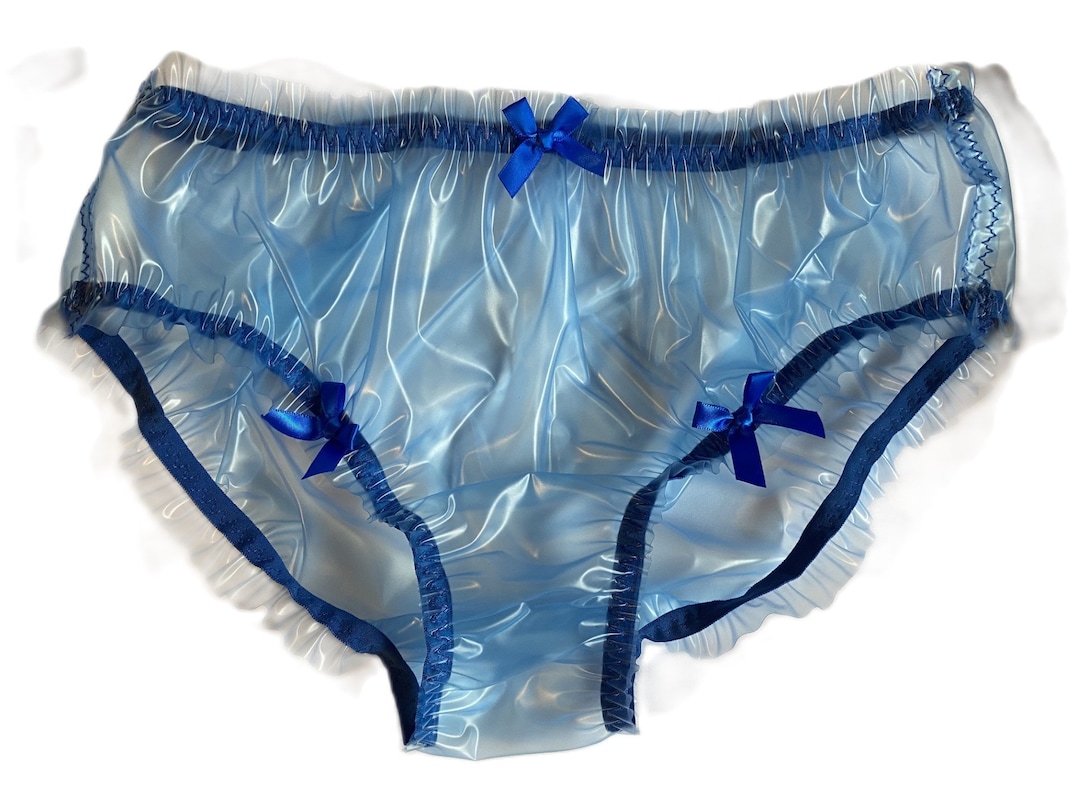 Sissy Gathered Blue Pvc Panties Knickers Waterproof Plastic See Through ...