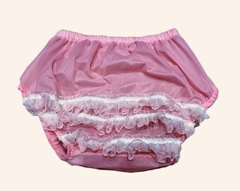Lacy Extra Frilly Sissy Adult Baby Diaper Nappy Cover Unlined Pvc Lined ...