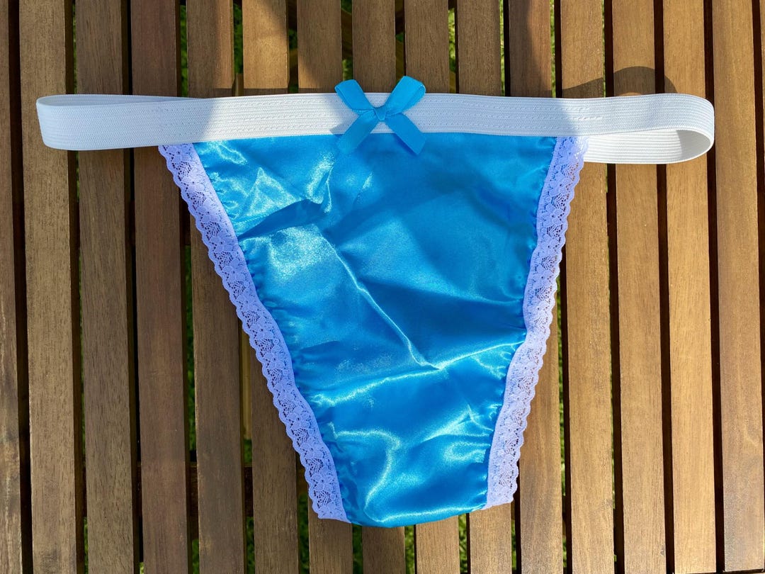 Handmade Tucking Thong, Gaff, Turqoise Satin Tv Cd - Etsy