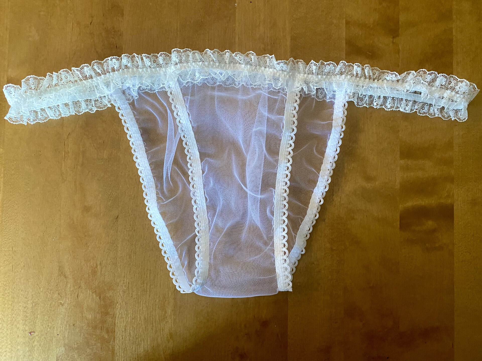 Designed to Thrill Frilly Net Sheer Tanga Panties Knickers Lace Sissy ...