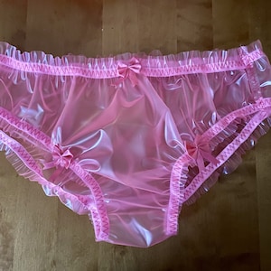 Sissy Gathered Pink Pvc Panties Knickers Waterproof Plastic See Through ...