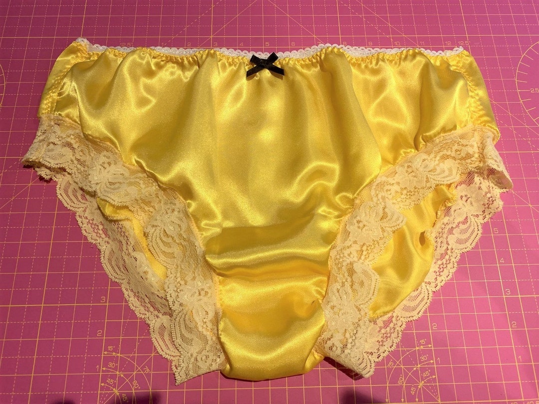Handmade Yellow Satin Panties Knickers Sissy Lace Silky Slinky Etsy