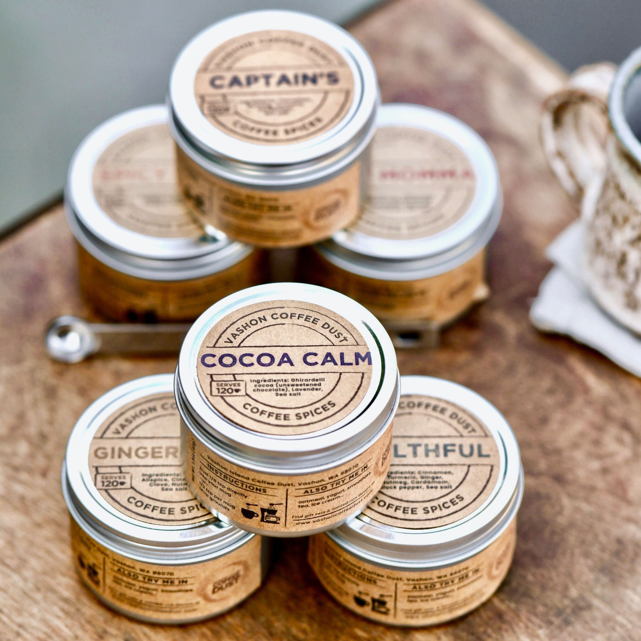 Coffee Dust 6 Tin Gift Set 720 Servings Vashon Island Coffee Dust ...