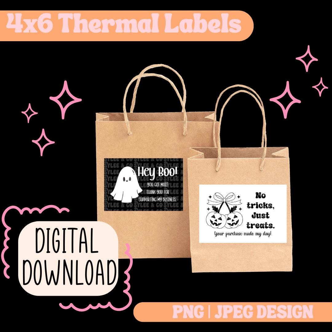 6 Spooky Design Bundle Printable Thermal Labels | Pick up for & Order ...