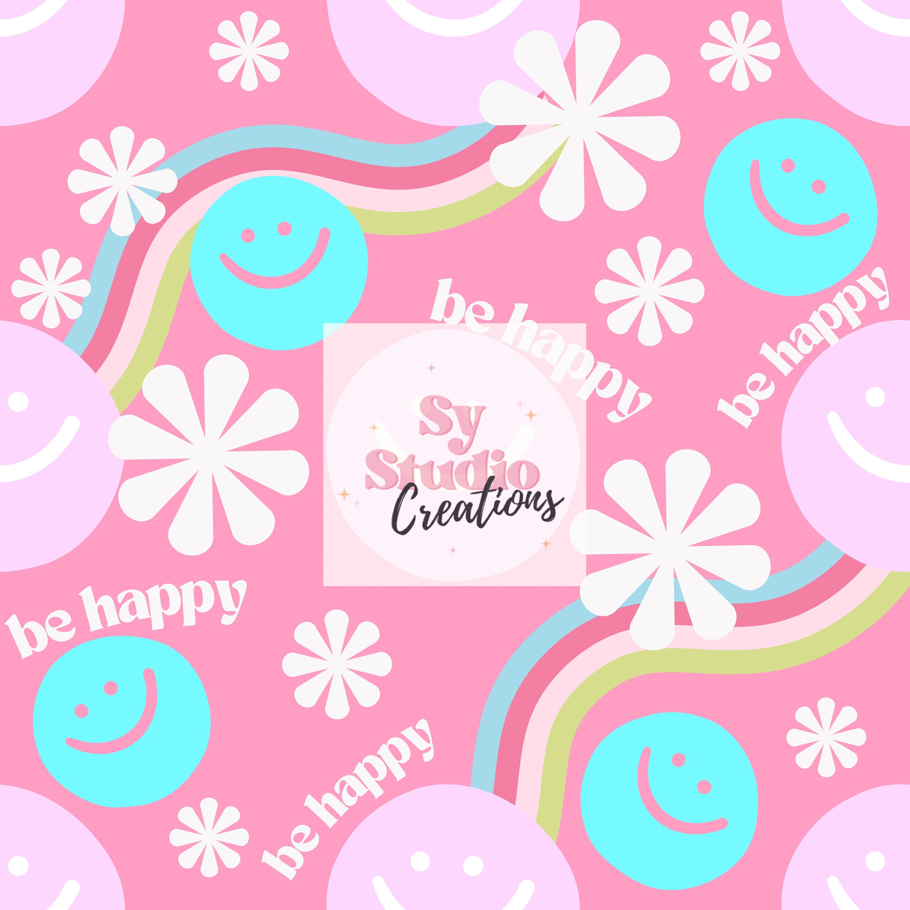 Pink Retro Smiley Seamless Pattern - Etsy