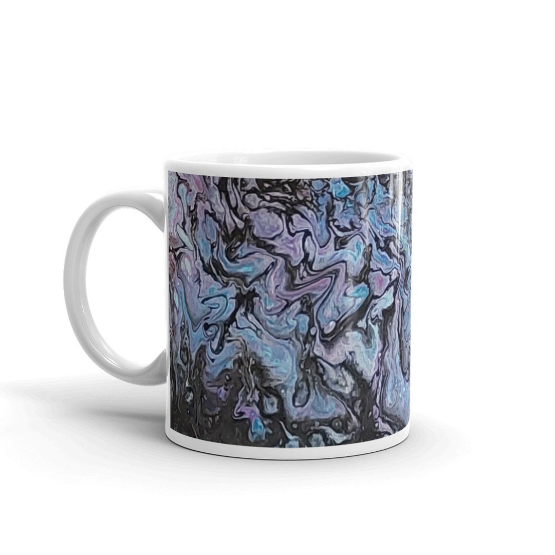 Blue and Purple Mug, Acrylic Pour Paint - Etsy