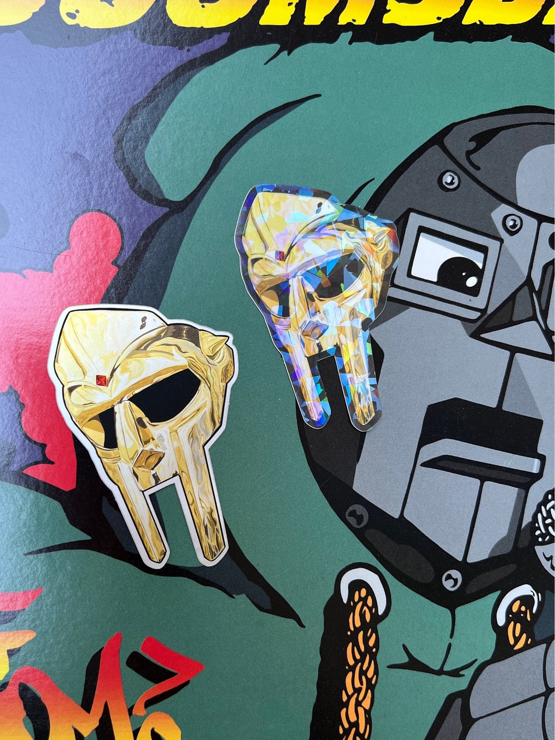 MF DOOM Gold Mask Prismatic Sticker - Etsy