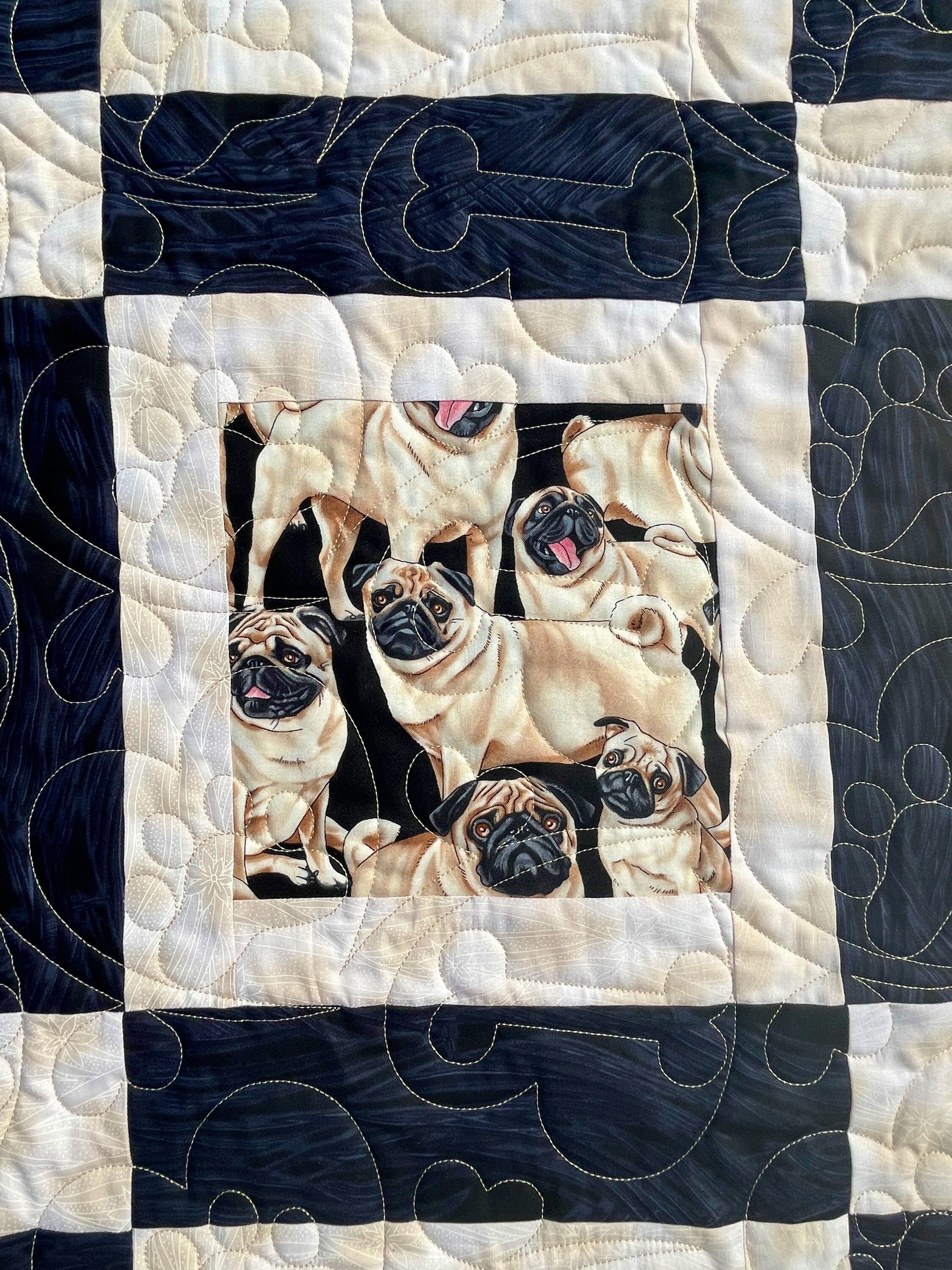 Pug Quilt Handmade Dog Themed Blanket Handmade Dog Quilt - Etsy