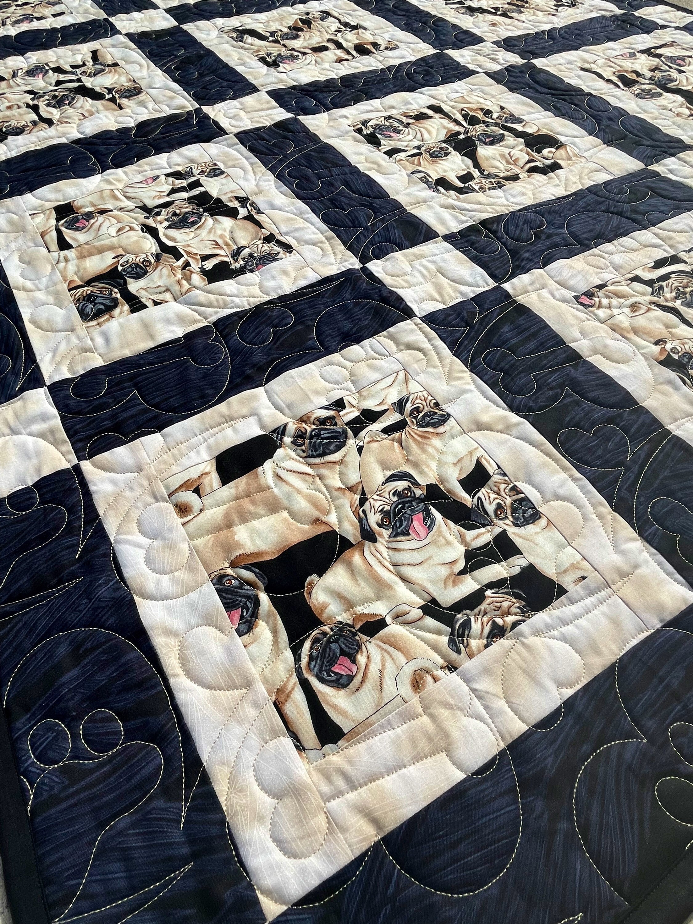 Pug Quilt Handmade Dog Themed Blanket Handmade Dog Quilt - Etsy