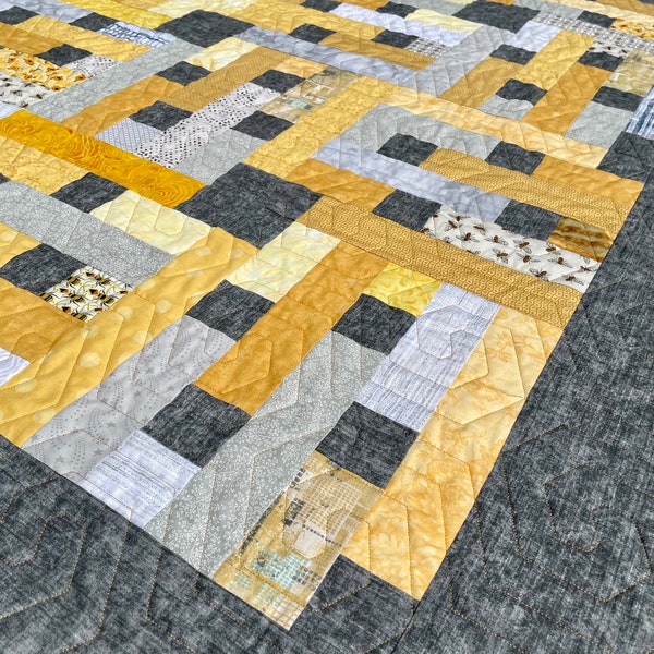 Yellow Gray Quilt - Etsy