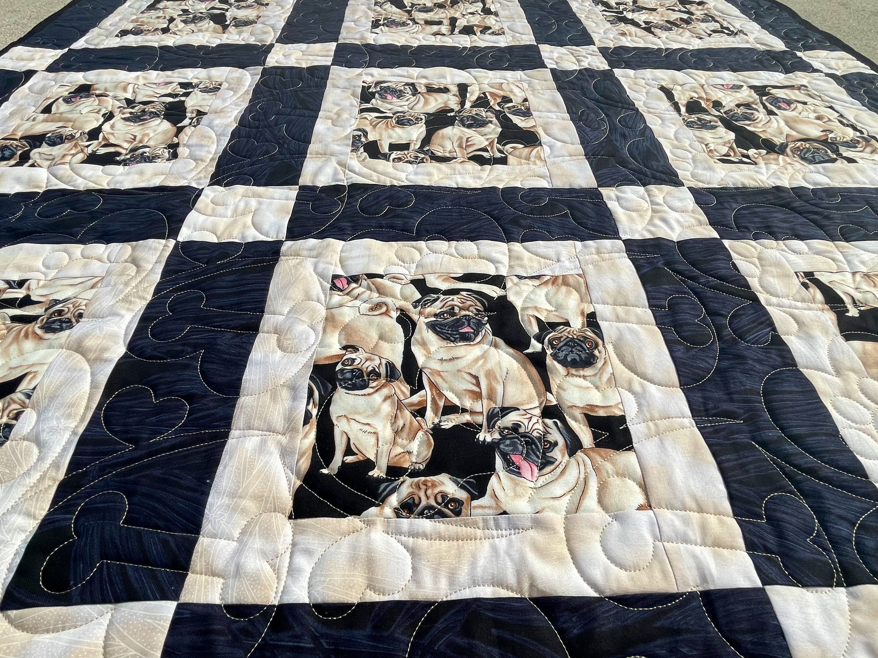 Pug Quilt Handmade Dog Themed Blanket Handmade Dog Quilt - Etsy