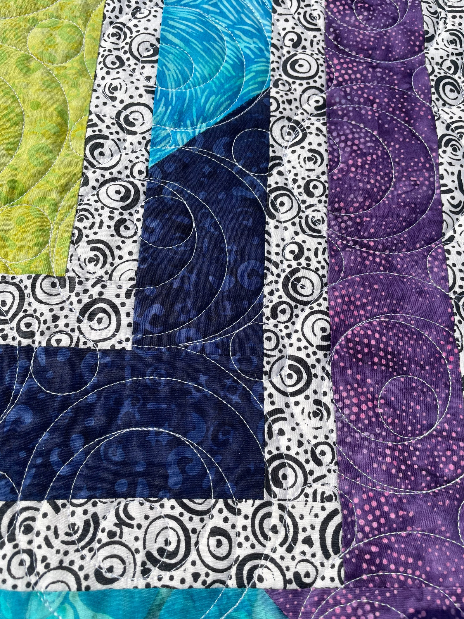 Modern Handmade Maze Lap Quilt in Shades of Black White Pink Purple ...