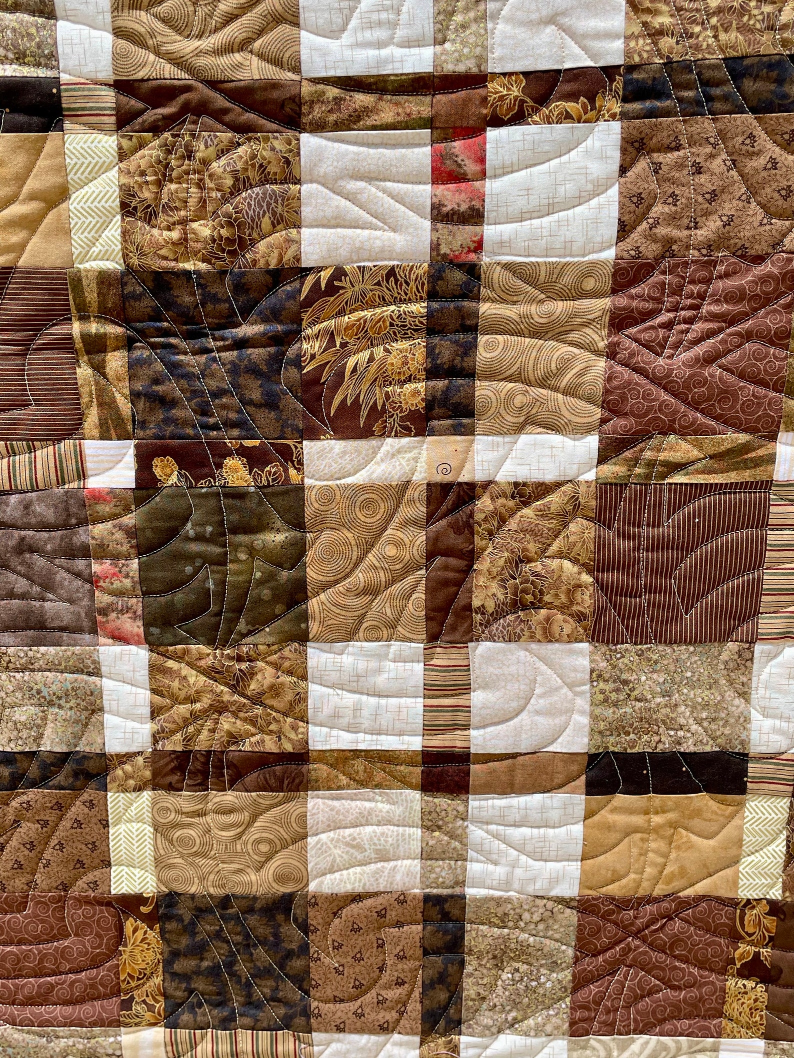 Scrappy Plaidish Quilt in Browns, Golds and Cream Handmade - Etsy
