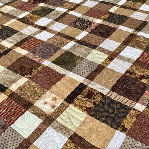 Scrappy Plaidish Quilt in Browns, Golds and Cream Handmade - Etsy