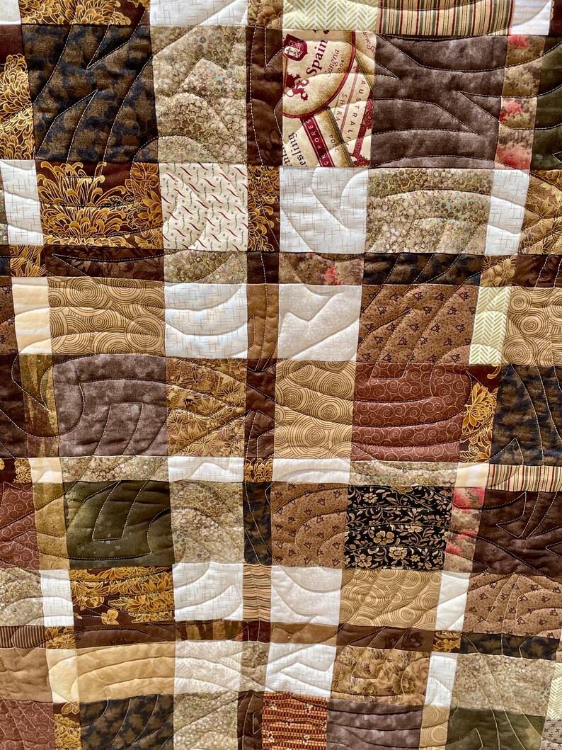 Scrappy Plaidish Quilt in Browns, Golds and Cream Handmade - Etsy